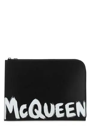 Alexander McQueen Leather Document Holder - Black