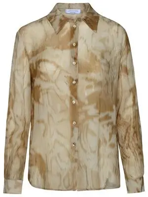 Blumarine Two-tone Viscose Shirt - Cream