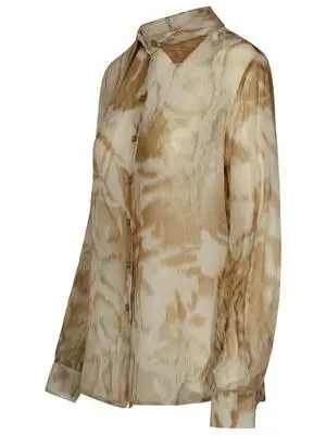 Blumarine Two-tone Viscose Shirt - Cream