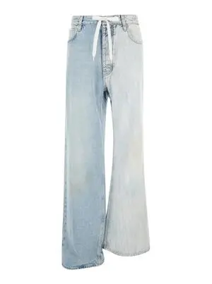 Balenciaga Fifty-fifty' Light Blue Jeans With Asymmetric Legs In Denim - Multicolor