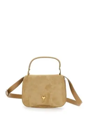 AMI Paris Paris Paris' Beige Handbag With Adc Patch On The Front And Adjustable And Removable Suede Strap - Multicolor