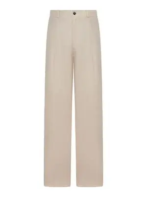 Giorgio Armani Straight-leg Trousers In Linen Blend - Multicolor