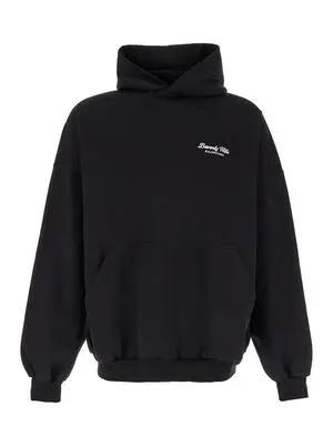 Balenciaga Beverly Hills' Oversized Black Hoodie With Logo Print In Cotton - Multicolor
