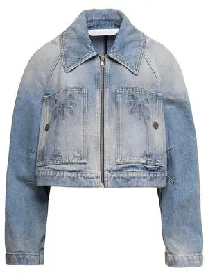 Palm Angels Paris Lw Cropped Denim Jacket - Multicolor