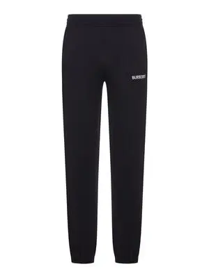 Burberry Cotton Jogging Trousers With Logo - Black
