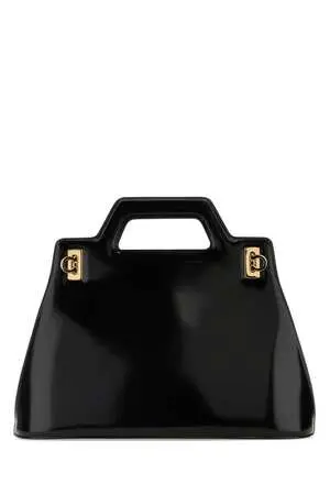FERRAGAMO Leather Wanda M Handbag - Black