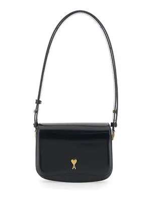 AMI Paris Paris Paris' Black Shoulder Bag With Adjustable Strap And Adc Plate On Front In Leather For - Multicolor