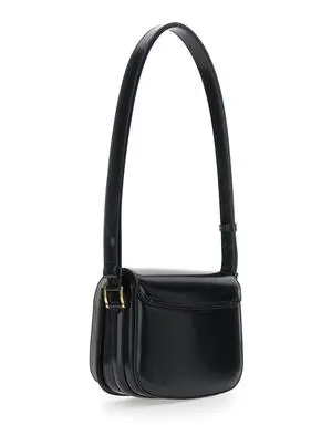 AMI Paris Paris Paris' Black Shoulder Bag With Adjustable Strap And Adc Plate On Front In Leather For - Multicolor