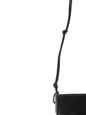 Bottega Veneta Intreccio Nappa Leather Phone Pouch Shoulder Bag - Black