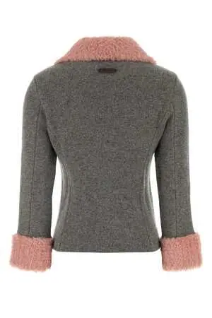 Moschino Melange Grey Wool Blend Cardigan