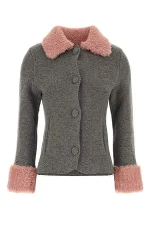 Moschino Melange Grey Wool Blend Cardigan - Gray