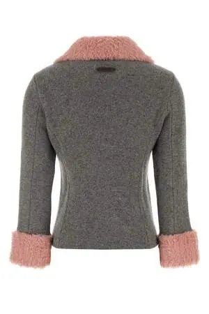 Moschino Melange Grey Wool Blend Cardigan - Gray