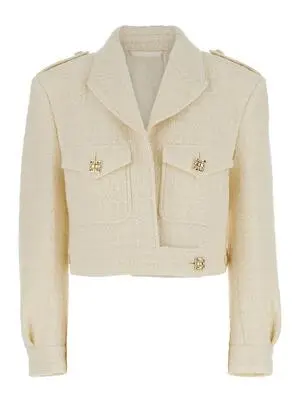 Givenchy Wool Blend Military Cropped Jacket - Multicolor