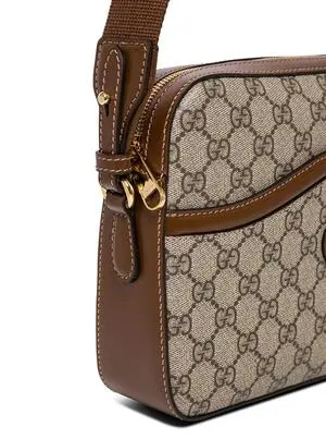 Gucci Gg Supreme Beige Crossbody Bag With Logo Patch On Front