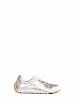 Bottega Veneta Silver Laminated Leather Orbit Flash Sneakers - Multicolor