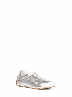 Bottega Veneta Silver Laminated Leather Orbit Flash Sneakers - Multicolor