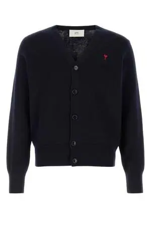 AMI Paris Dark Wool Cardigan - Blue