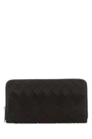 Bottega Veneta Dark Leather Intrecciato Wallet - Brown