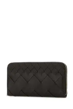 Bottega Veneta Dark Leather Intrecciato Wallet - Brown