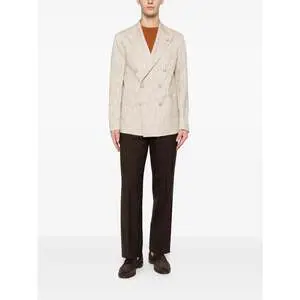 Tagliatore Double-breasted Peak Lapel Blazer - Cream