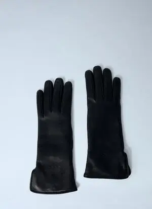Gucci Logo Embossed Gloves - Black