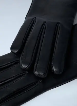Gucci Leather Logo Embossed Gloves
