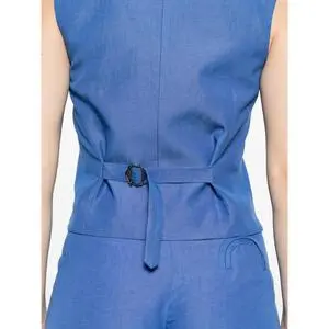 BLAZÉ MILANO Silk-linen Blend V-neck Waistcoat