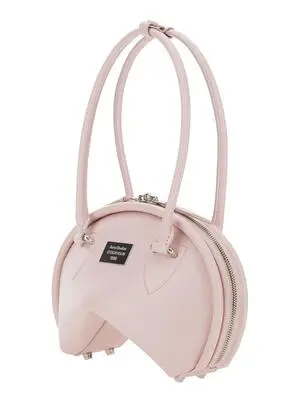 Acne Studios Pink Handbag With Two Top Handles And Logo Plaque On The Front In Leather - Multicolor