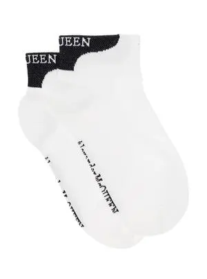 Alexander McQueen Woman's White Cotton Socks With Logo - Multicolor