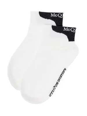 Alexander McQueen Woman's White Cotton Socks With Logo