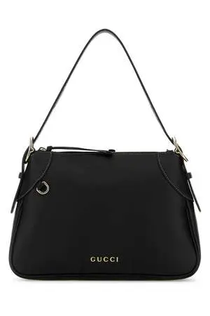 Gucci Leather Medium Gg Emblem Shoulder Bag - Black