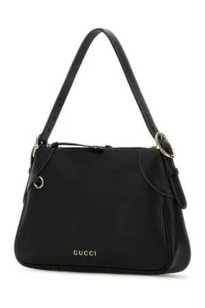 Gucci Leather Medium Gg Emblem Shoulder Bag - Black