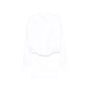 Andamane High Neck Long Sleeve Shirred Skirt Mini Dress - White