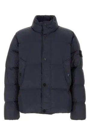 Stone Island Navy Nylon Down Jacket - Blue