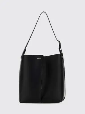 Loewe Cylindrical Calfskin Leather Shoulder Bag With Embossed Logo - Black