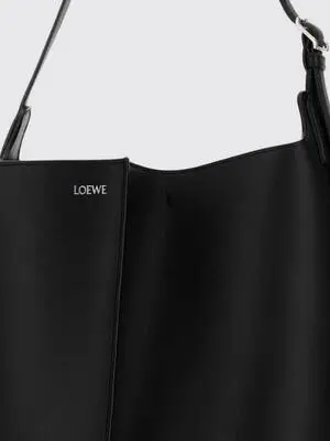 Loewe Cylindrical Calfskin Leather Shoulder Bag With Embossed Logo - Black