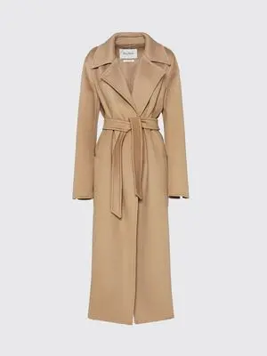 Max Mara Long Robe Coat In 100% Cashmere With Belt - Brown
