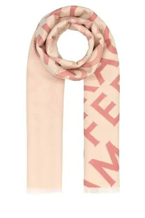 FERRAGAMO Embroidered Wool Blend Reversible Scarf - Multicolor