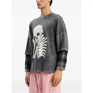 Palm Angels Skull Graphic Layered Sweatshirt - Gray
