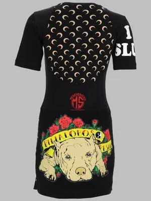 MARINE SERRE Upcycled Mini Dress - Black