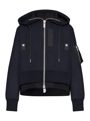 Sacai Cotton Blend Padded Hoodie - Black