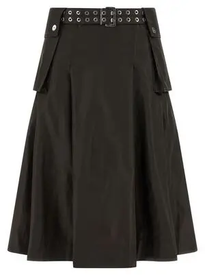 GANNI Duchesse Nylon Pleated' Skirt - Brown