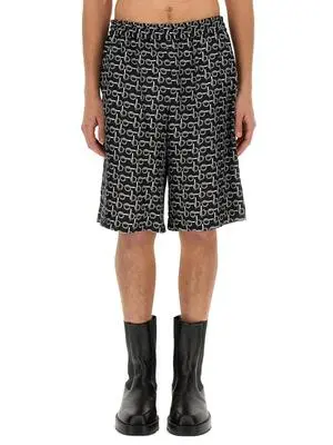 Burberry All Over Print Bermuda Shorts - Black