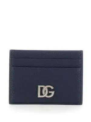 Dolce & Gabbana Blue Card Holder With Logo And Details In Leather For - Multicolor