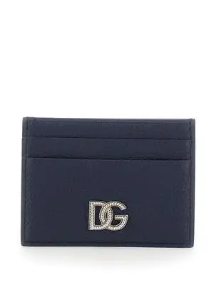 Dolce & Gabbana Blue Card Holder With Logo And Details In Leather For - Multicolor