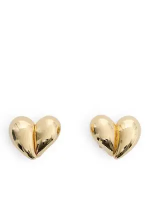 Bottega Veneta Silver 18k Plated Heart Drop Earrings - Gold