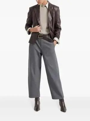 Brunello Cucinelli Monili Trim Stretch Cotton Poplin Blouse