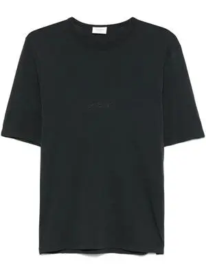 Saint Laurent Tonal Logo Embroidery Cotton T-shirt - Black