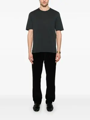 Saint Laurent Tonal Logo Embroidery Cotton T-shirt - Black