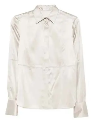 Brunello Cucinelli Silk Satin Shirt With Monili